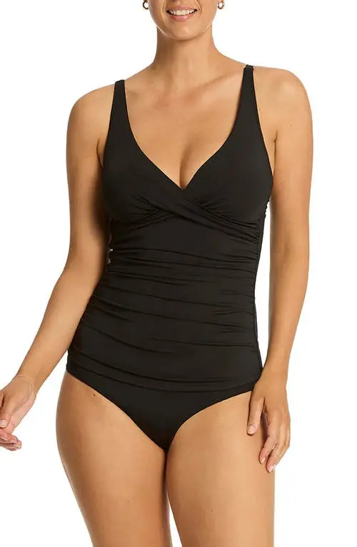 SEA LEVEL Cross Front Tankini Top - Black