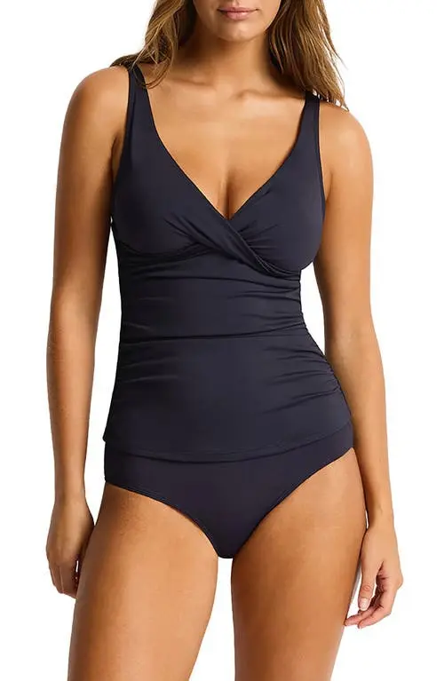 SEA LEVEL Cross Front Tankini Top - Night Sky