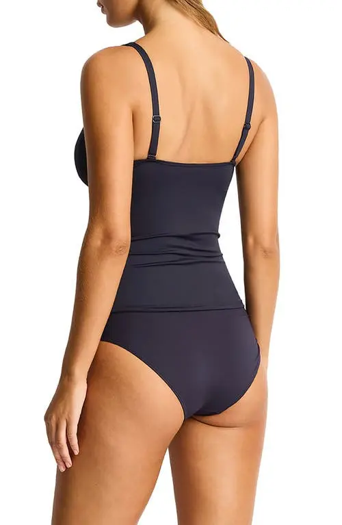 SEA LEVEL Cross Front Tankini Top - Night Sky