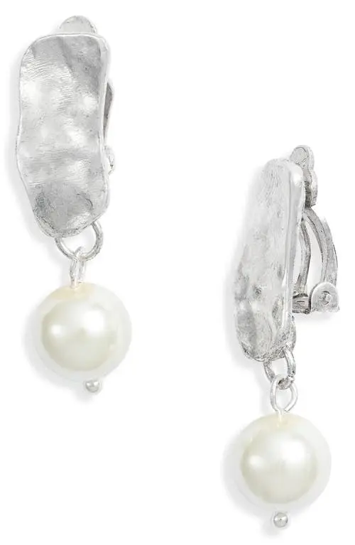 KARINE SULTAN Organic Frame Clip-on Drop Earrings - Silver