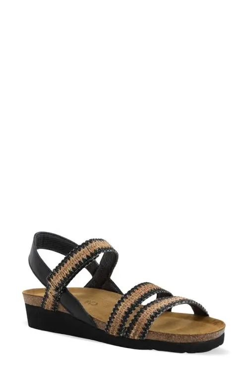 Naot Kayla Sandal - Jet Black Leather/raffia