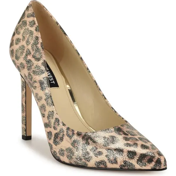 Nine West Tatiana Pointed Toe Stiletto Pumps - Leopard Gold Shimmer