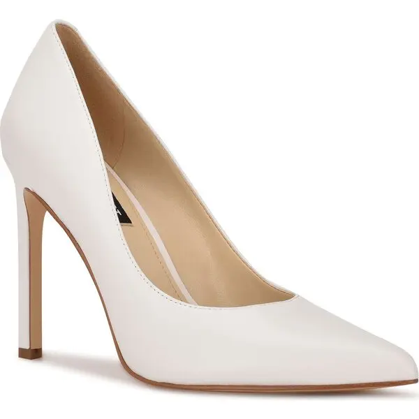 Nine West Tatiana Pointed Toe Stiletto Pumps - White Leather