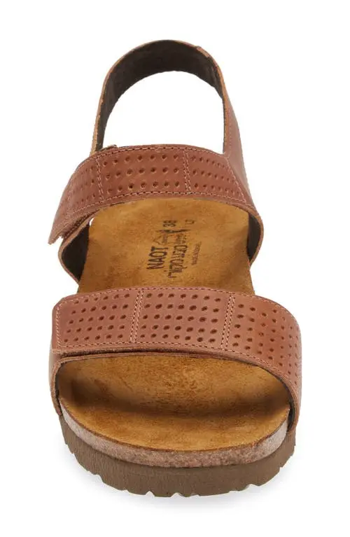 Naot Vivian Wedge Sandal - Latte Brown Leather