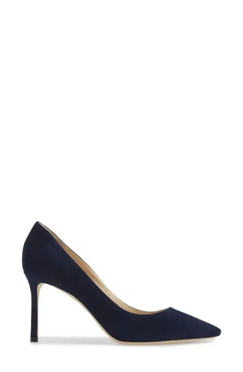 JIMMY CHOO Romy 85 Suede Pumps - Navy Suede