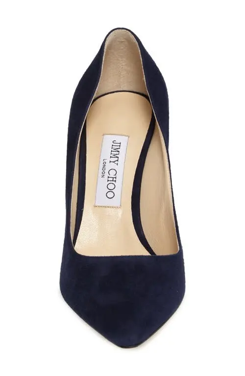 JIMMY CHOO Romy 85 Suede Pumps - Navy Suede