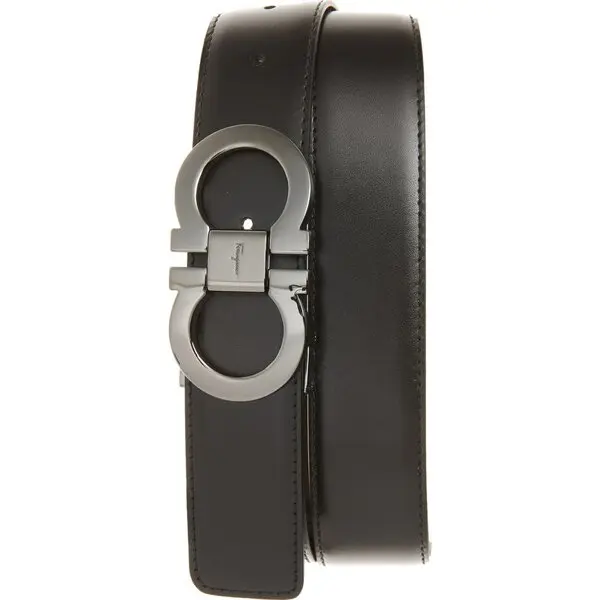 FERRAGAMO Reversible Leather Belt - Black/auburn