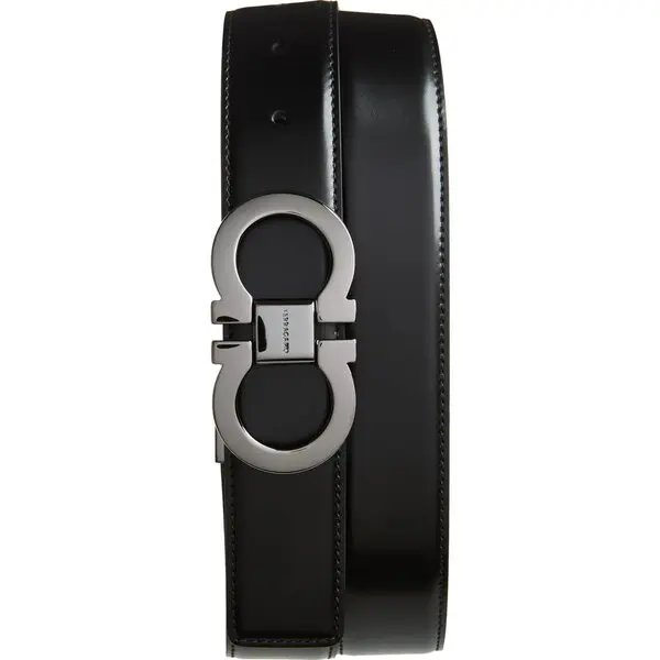 FERRAGAMO Reversible Leather Belt - Black/auburn