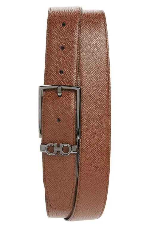 FERRAGAMO Reversible Leather Belt - Radica Tan/nero
