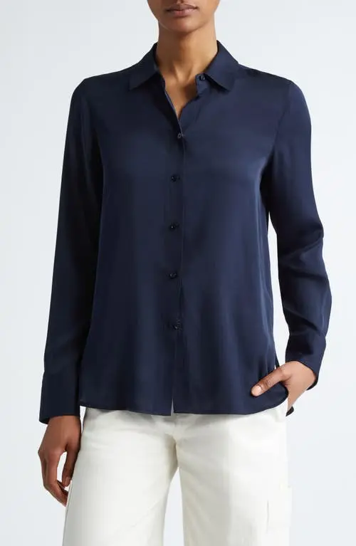 Vince Slim Silk Blouse - Coastal