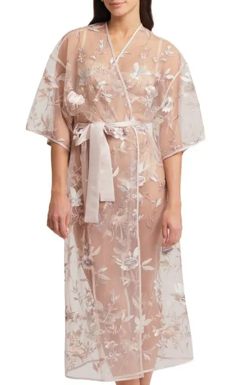 Rya Collection Stunning Sheer Organza Robe - Sepia Rose
