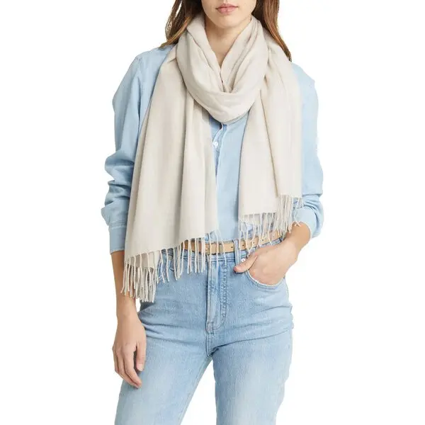 Nordstrom Tissue Weight Wool & Cashmere Scarf - Beige Oat Medium Heather