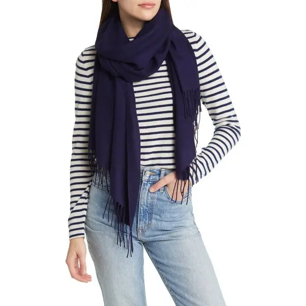 Nordstrom Tissue Weight Wool & Cashmere Scarf - Navy Evening