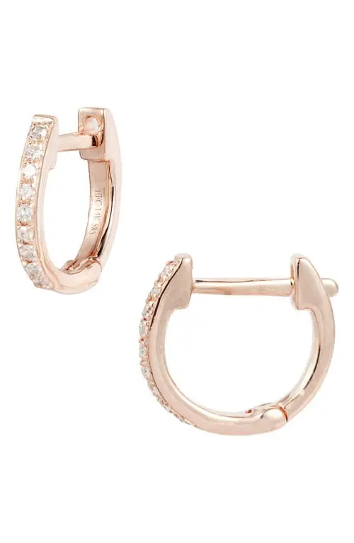 Ef Collection Mini Diamond Hoop Earrings - Rose Gold