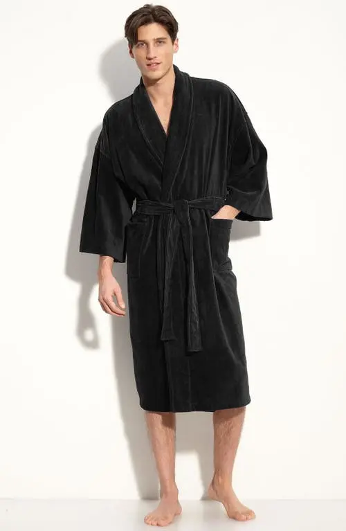Majestic International Terry Velour Robe - Black