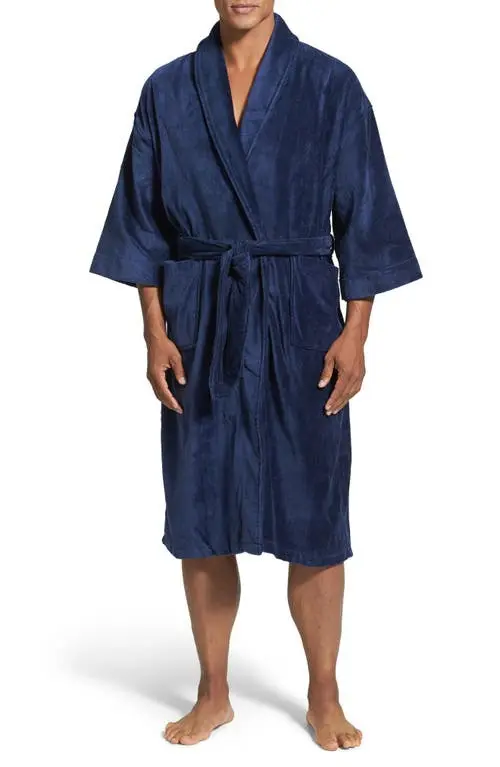 Majestic International Terry Velour Robe - Navy