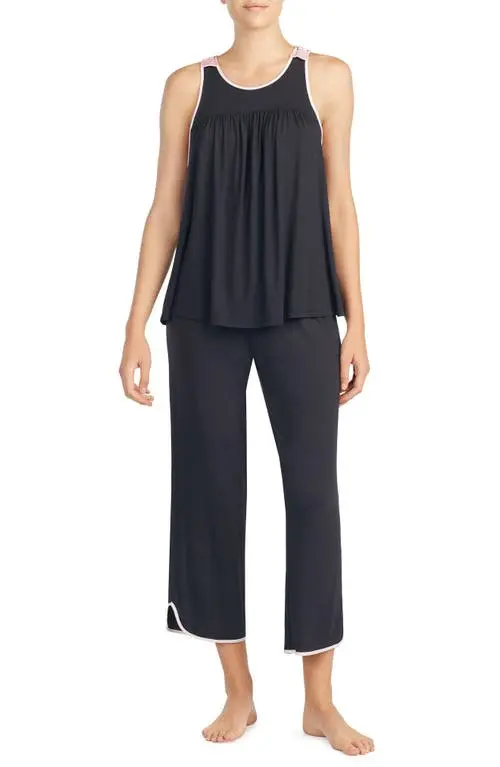 Kate Spade New York Crop Jersey Pajamas - Black