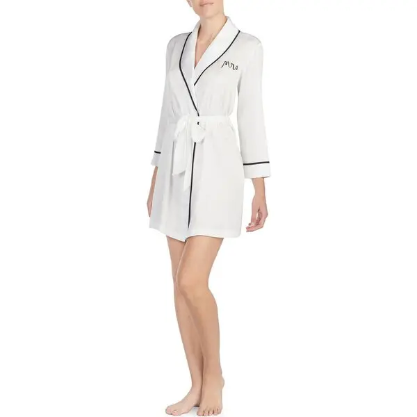 Kate Spade New York Mrs Charmeuse Short Robe - Off White