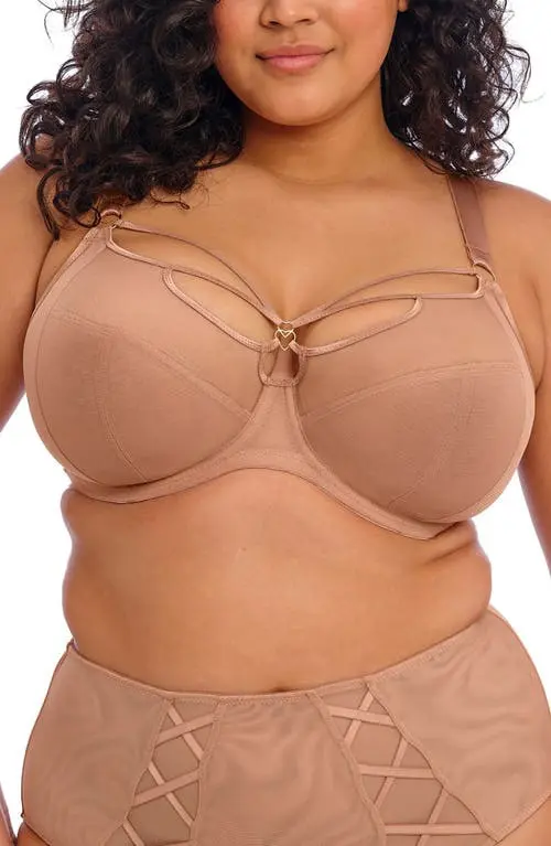 Elomi Sachi Full Figure Underwire Plunge Bra - Cafe Au Lait