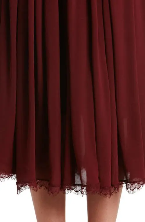 Dress The Population Alicia Mixed Media Midi Dress - Burgundy