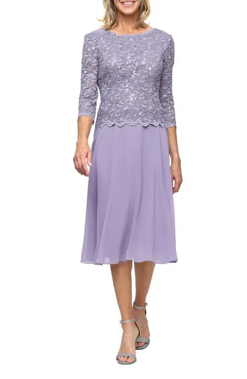Alex Evenings Faux Two-piece Dress - Heather