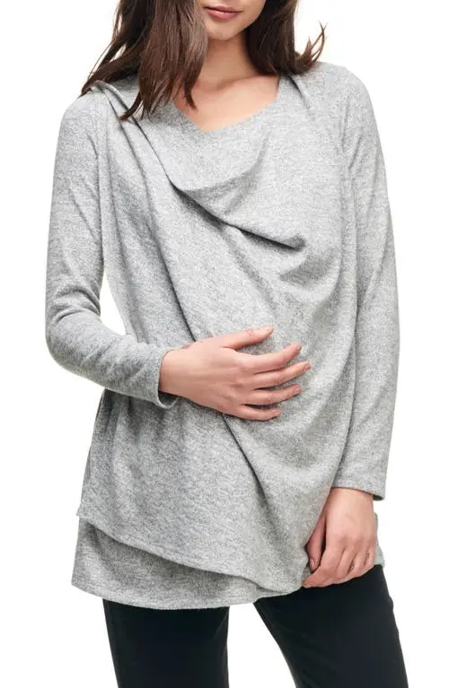 MATERNAL AMERICA Maternity/nursing Wrap Top - Heather Grey
