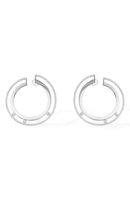Messika Move Romane 18k Gold & Diamond Hoop Earrings - White Gold