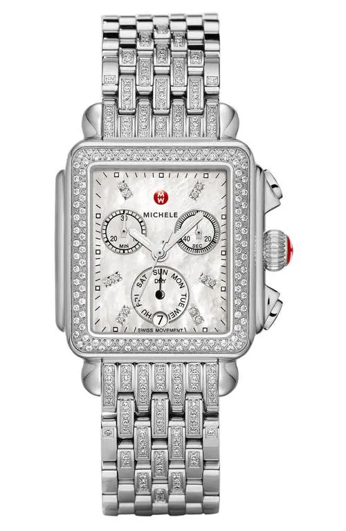 Michele Deco Diamond 18mm Bracelet Watchband