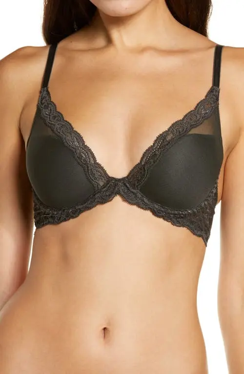Natori Feathers Plunge T-shirt Basics Bra - Coal