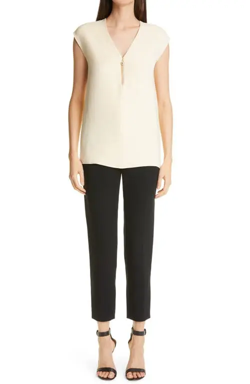 St. John Cropped Crepe Marocain Pants