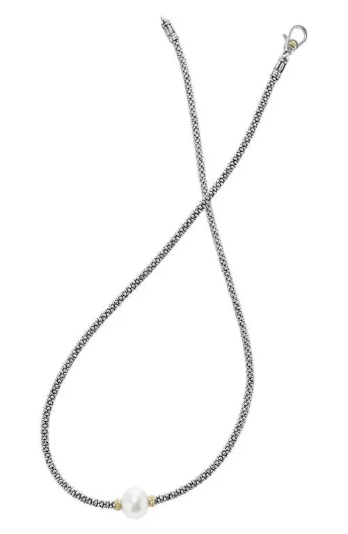 Lagos Luna Pearl Station Collar Necklace - Silver/pearl