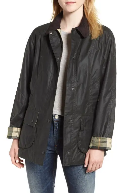 Barbour Beadnell Waxed Cotton Jacket - Olive