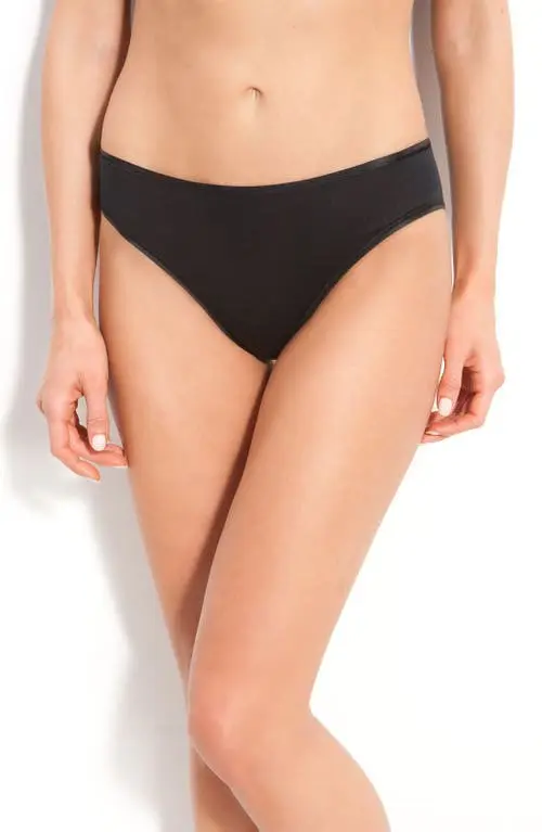 Hanro Seamless Cotton High Cut Briefs - Black