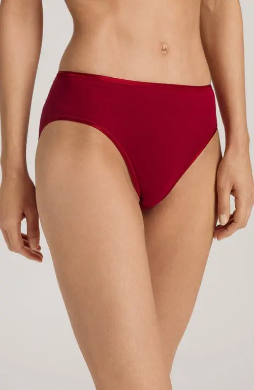 Hanro Seamless Cotton High Cut Briefs - Red Dahlia