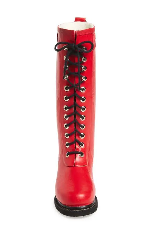 ILSE JACOBSEN Lace-up Rubber Boots - Deep Red