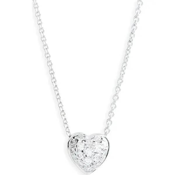 Roberto Coin 18k Gold Pavé Diamond Heart Pendant Necklace - White