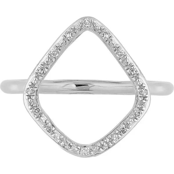 Monica Vinader Riva Diamond Hoop Ring - Silver