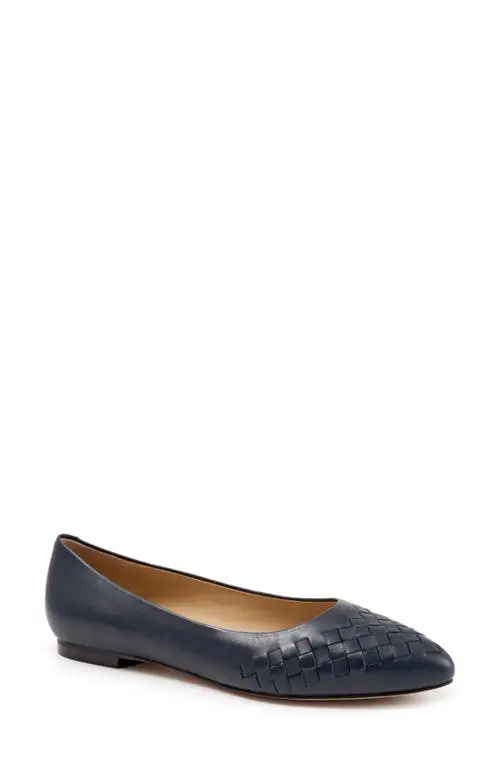 Trotters Estee Woven Flats - Navy Leather