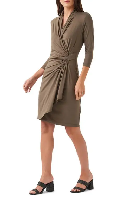 Karen Kane Cascade Faux Wrap Dress - Army Green