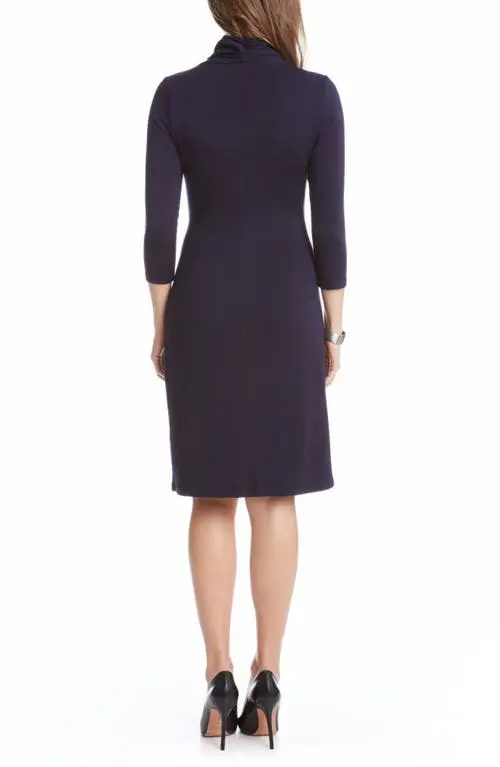 Karen Kane Cascade Faux Wrap Dress - Navy