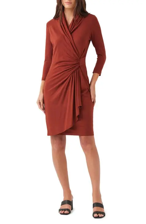 Karen Kane Cascade Faux Wrap Dress - Spice