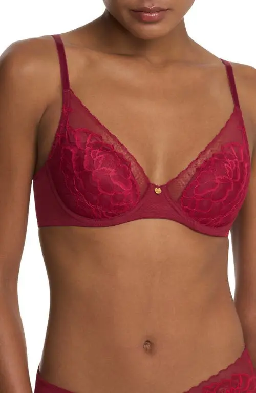 Natori Flora Underwire Contour Bra - Dark Red/bonfire