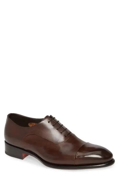 Santoni Isaac Cap-toe Oxford - Dark Brown