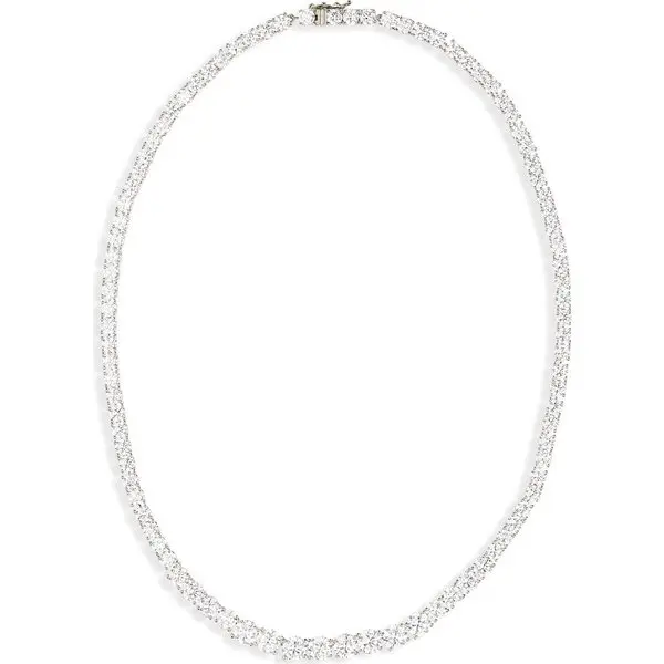 Nordstrom Graduated Cubic Zirconia Tennis Necklace - Clear- Silver
