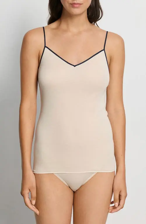 Hanro Seamless V-neck Camisole - Sand Navy