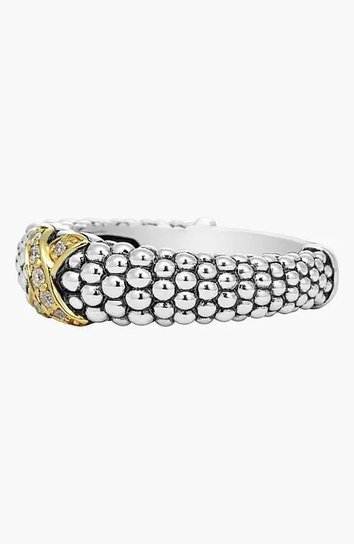 Lagos Diamond And Caviar Two-tone Ring