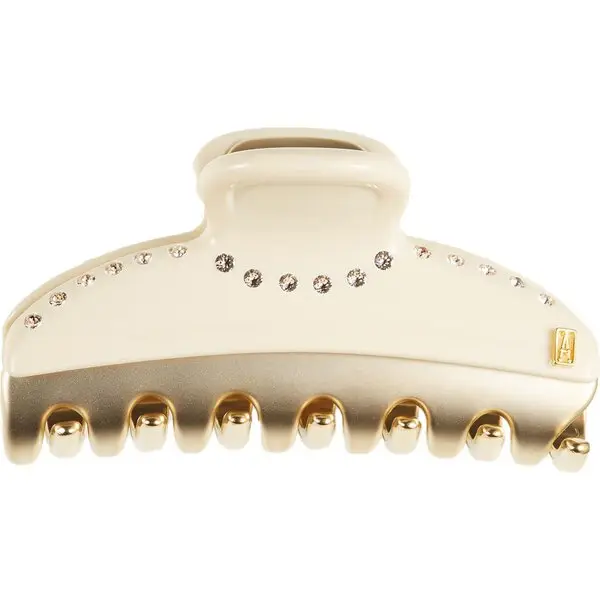 Alexandre De Paris Vendome Medium Crystal Embellished Hair Clip - Ivory Gold