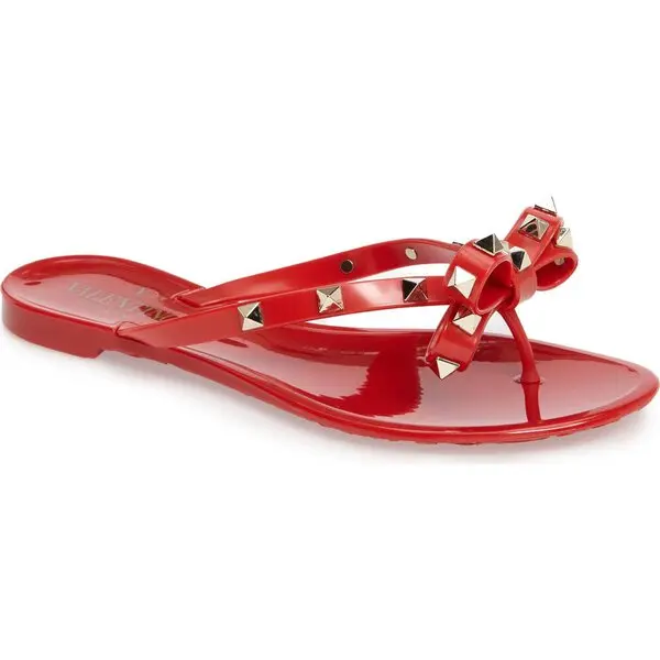 Valentino Garavani Rockstud Jelly Flip Flop - Red