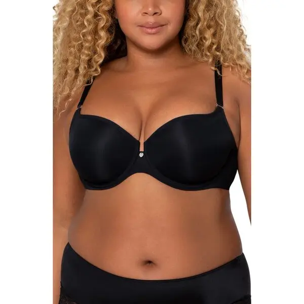 CURVY COUTURE Tulip Smooth Convertible Underwire Push-up Bra - Black