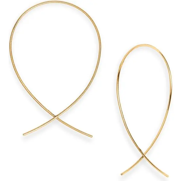 Lana Jewelry 14k Gold Upside Down Small Hoop Earrings - Yellow Gold